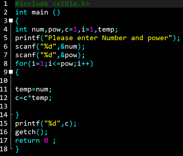 C Program Examples To Calculate x^y Without Using pow() Function