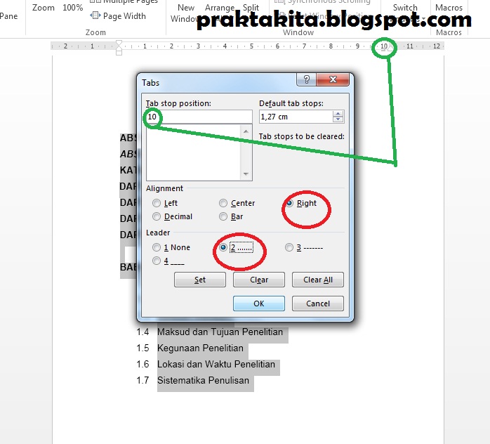 Tips Mudah Cara membuat daftar isi menggunakan Tab Otomatis full Gambar