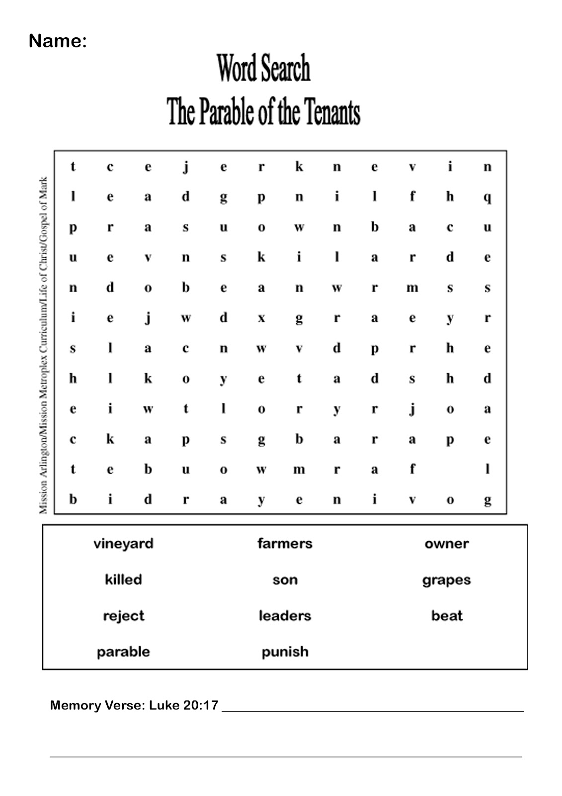 Growing Kids in Grace: Parable of the Tenants