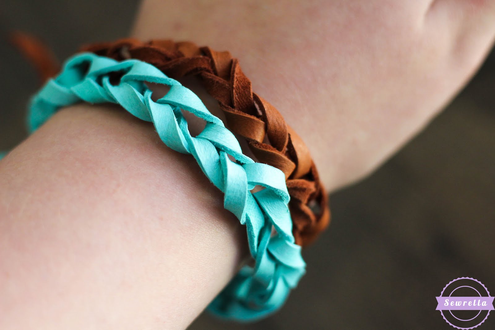 $1 Leather Chain Stitch Bracelet • Sewrella