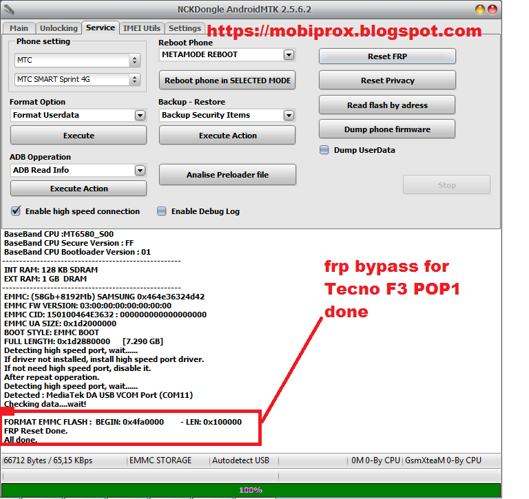 HOW TO BYPASS TECNO F3 POP1 FRP USING NCK MTK DONGLE | MOBIPROX