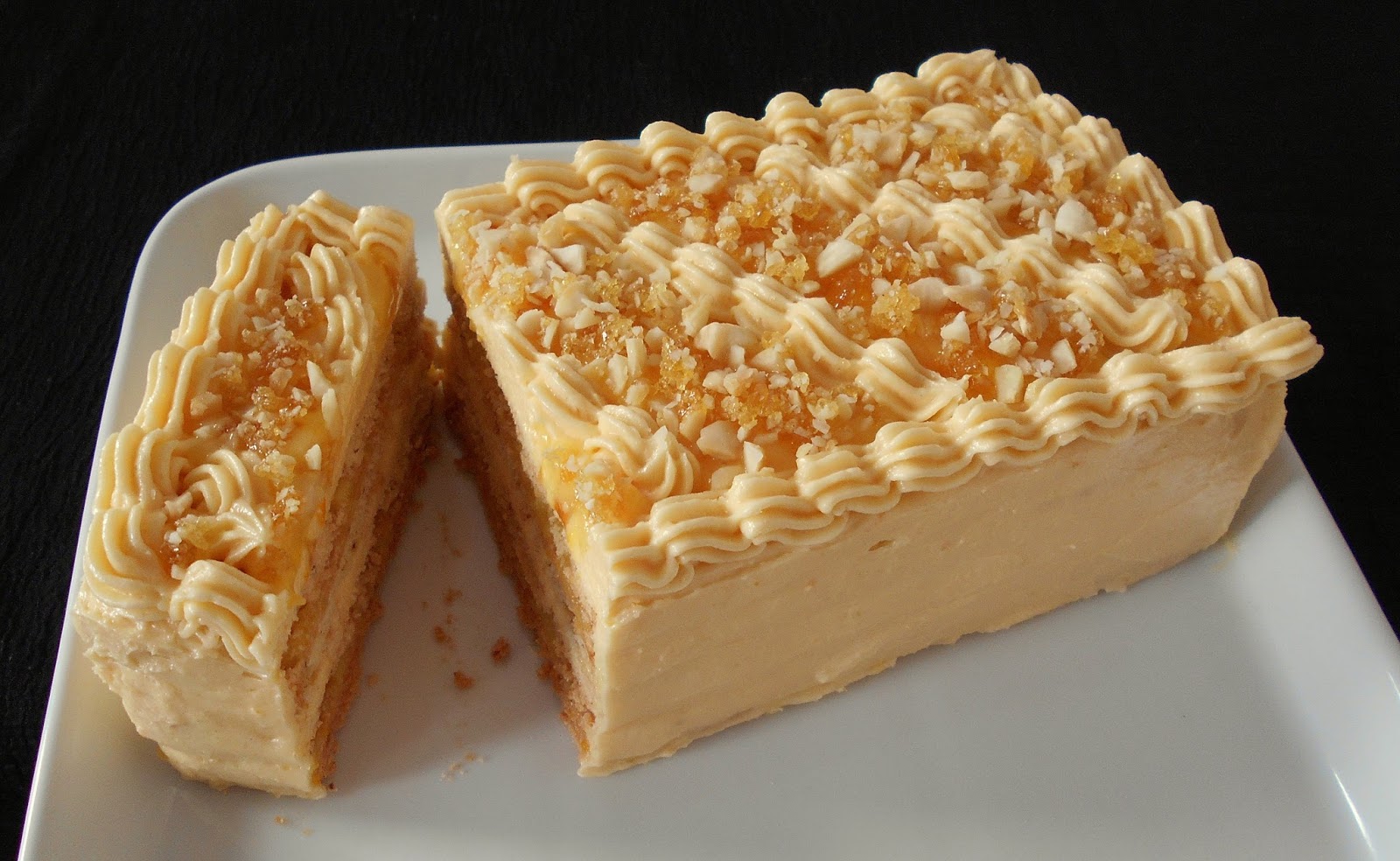 Orange and Almond Praline Marjolaine Cake
