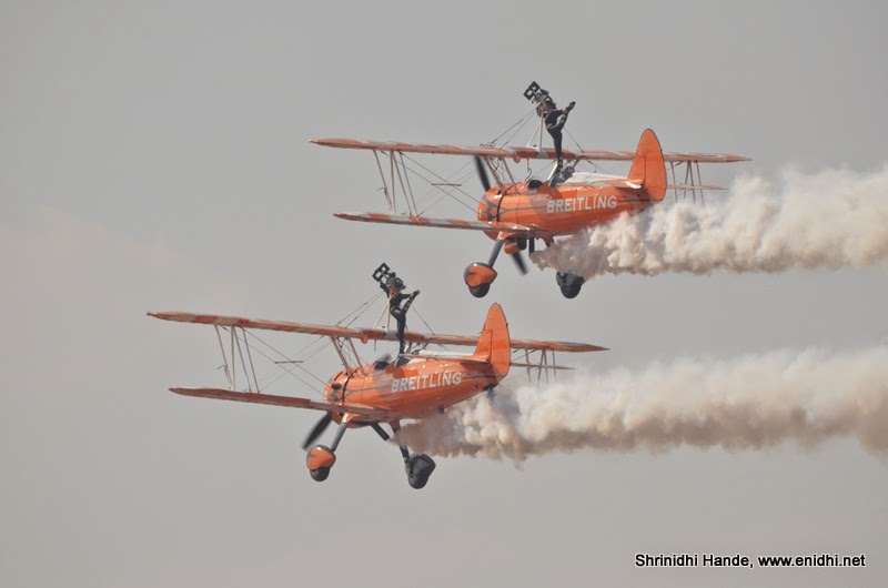 Aero India 2015: Breitling Wingwalkers :Stunt show on the plane wings ...