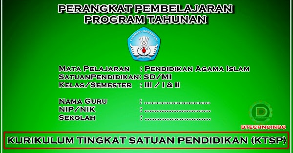 PROTA PAI KELAS 3 SD KTSP SEMESTER 1 & 2 | DTECHNOINDO
