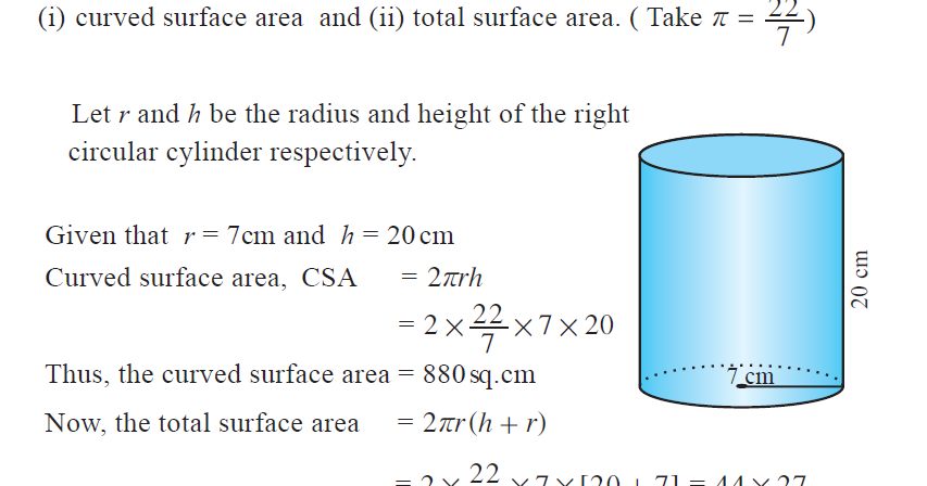 OMTEX CLASSES: A solid right circular cylinder has radius 7 cm and ...