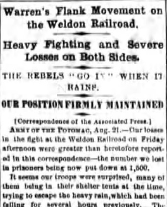 Over a thousand men captured at Weldon Railroad