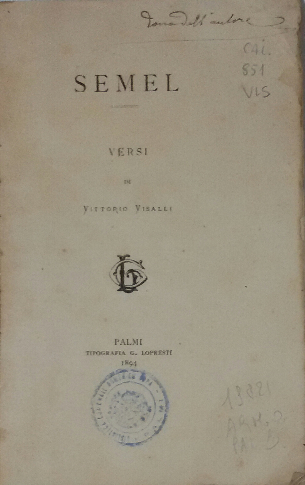 Messaggi nella bottiglia: Vittorio Visalli, anche poeta