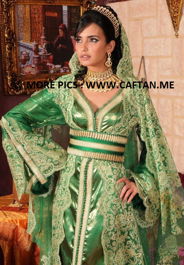 TAKCHITA EN VERT | Caftan.Ma