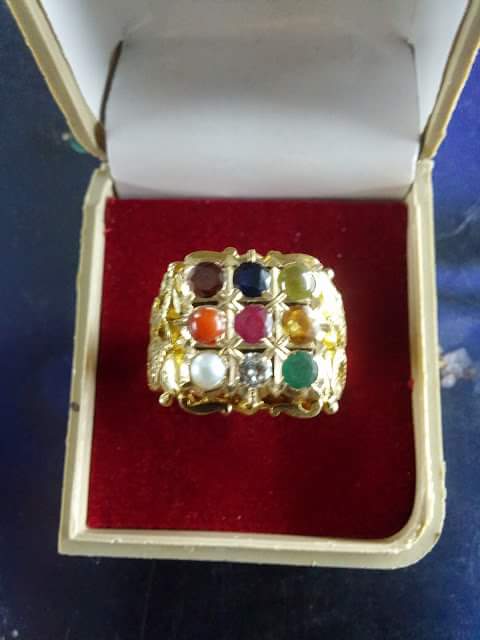 Awesome navaratna gold ring | 916 jewellery - Indian GOLD jewellery Designs
