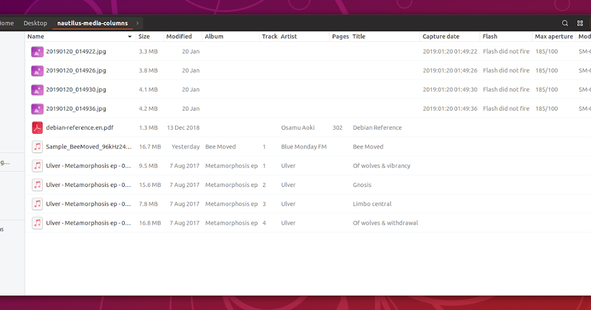 Nautilus Exif Pdf And Audio Metadata Tag Columns Extension For Ubuntu Linux Uprising Blog