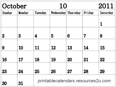 2011: Blank October 2011 Calendar Planner