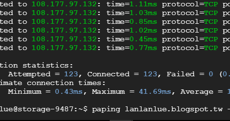 使用paping來檢測特定port連線 (Linux)
