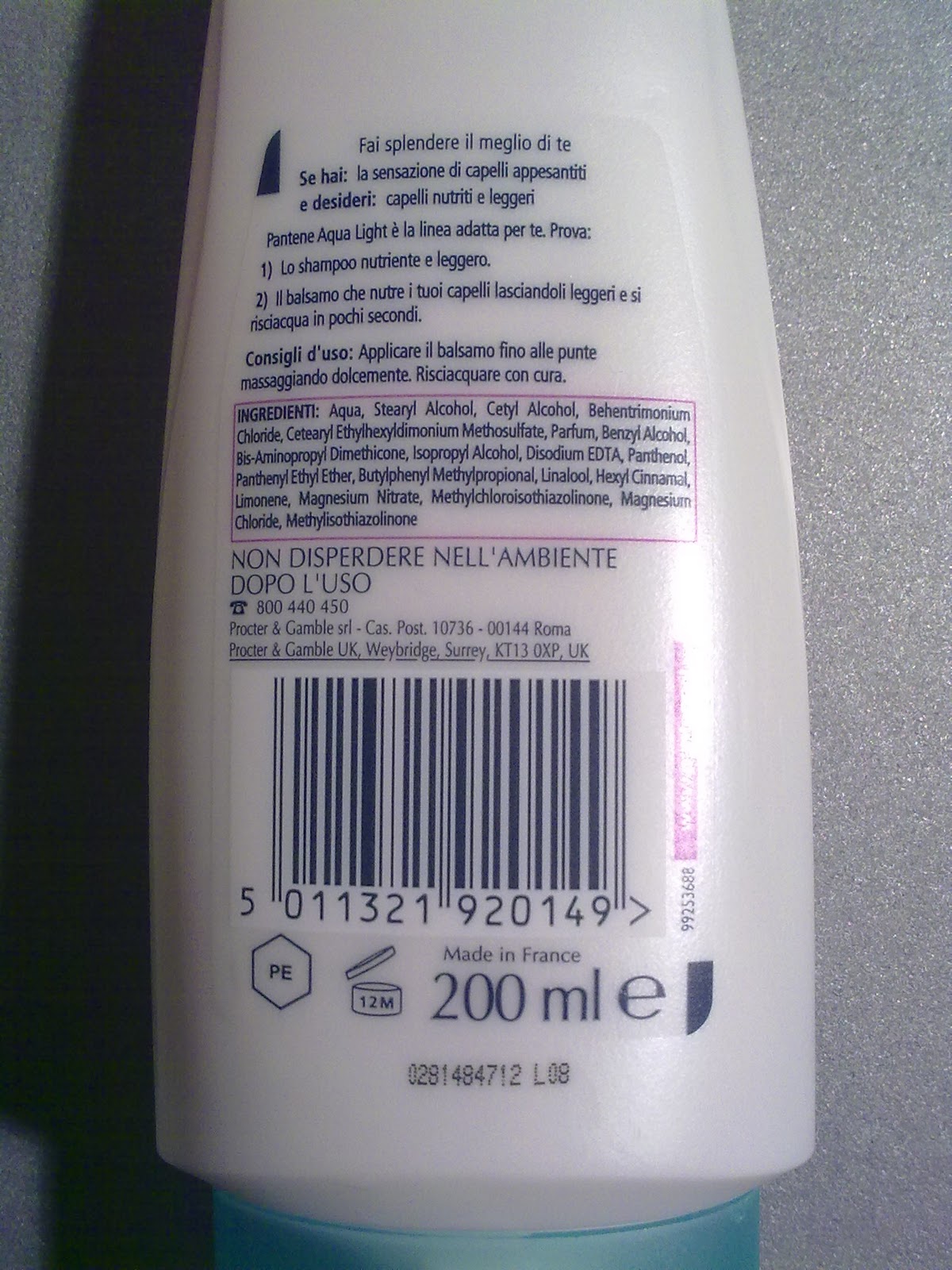 B Eau Té: PANTENE - Balsamo Aqua Light