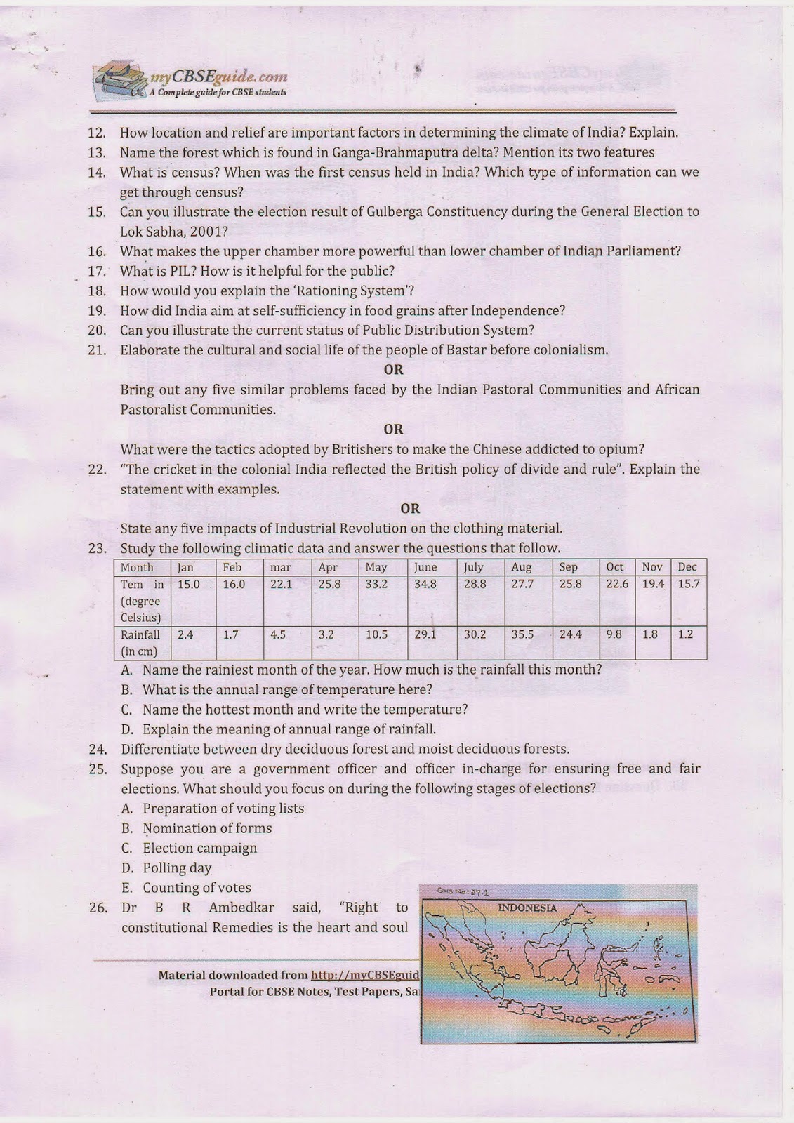 AYYAPPAN: Std 9th Sample question paper – Term 2 Social Science - 2015