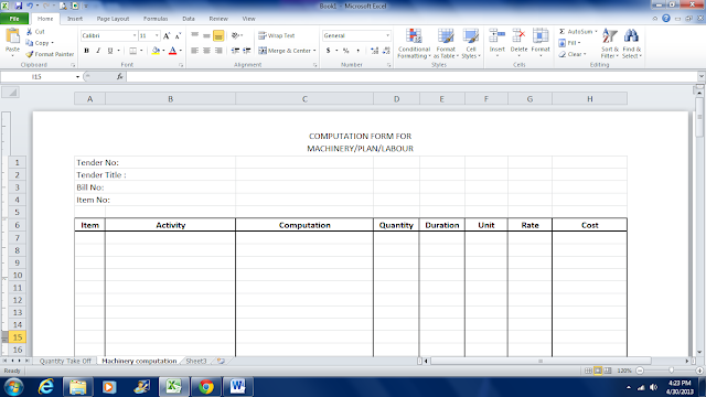 CONSTRUCTION MANAGER: Tender Estimation
