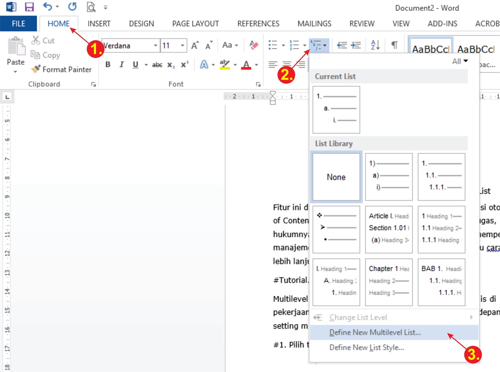 Instruktur Gadget, Komputer, dan Aplikasi: Cara Membuat Multilevel List ...