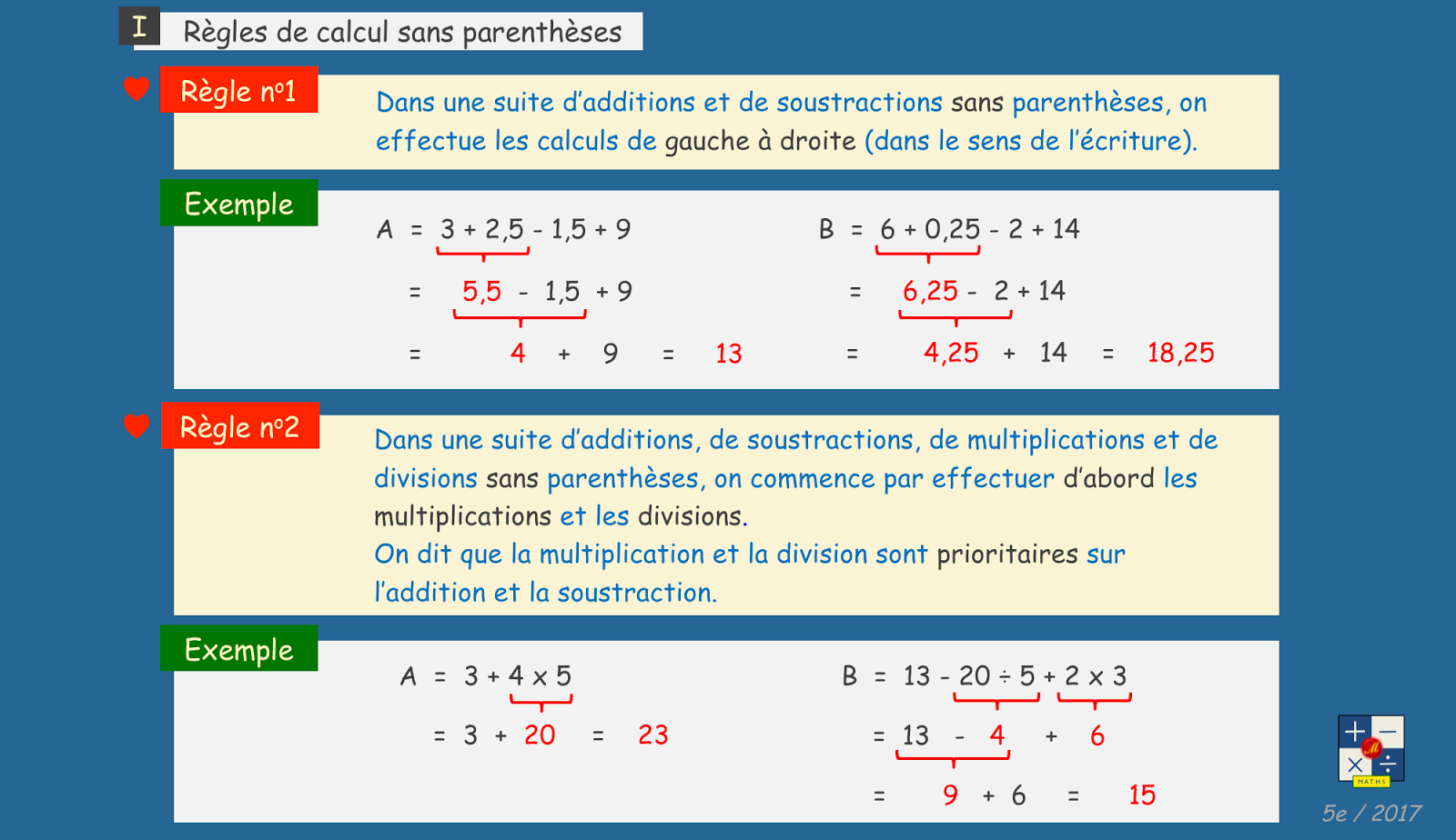 Cours de Maths / 5e 2017