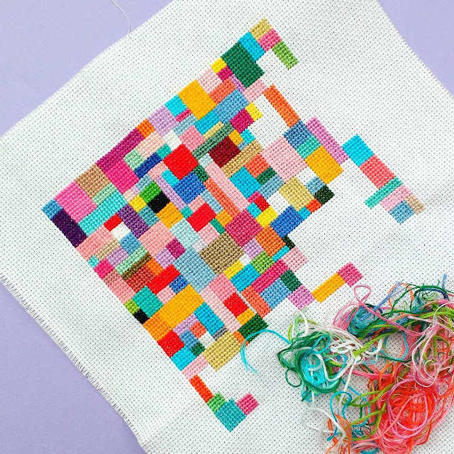 Scrappy Patchwork Cross Stitch: Another Colourful Work-in-Progress ...