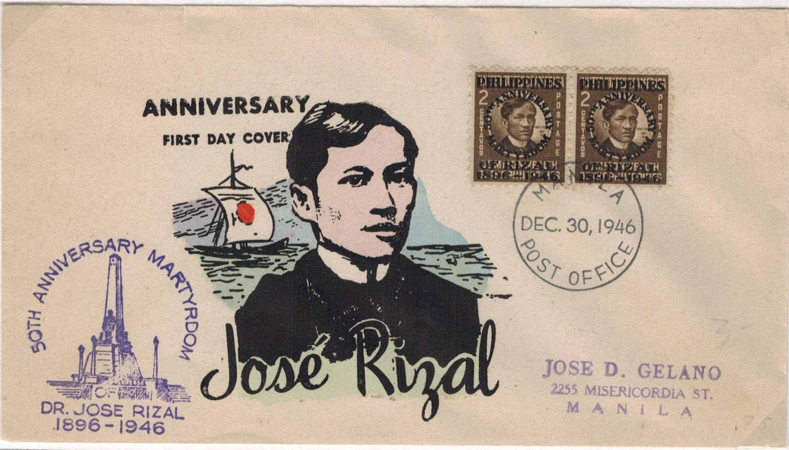 Philippine Republic Stamps : 1946 Jose Rizal 50th Anniversary of Martyrdom