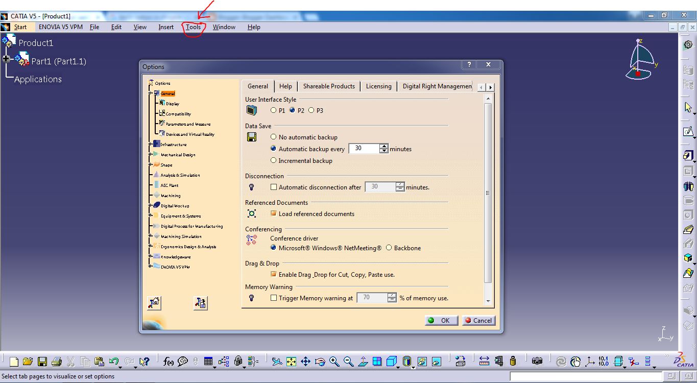 CADD MATERIALS: Settings in CATIA V5