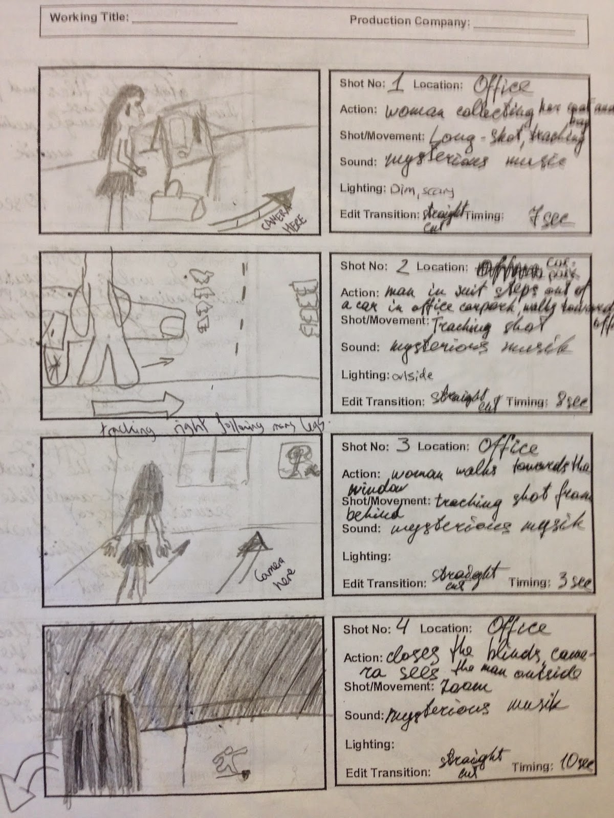 Freddie's Media Coursework: Storyboard for our Thriller