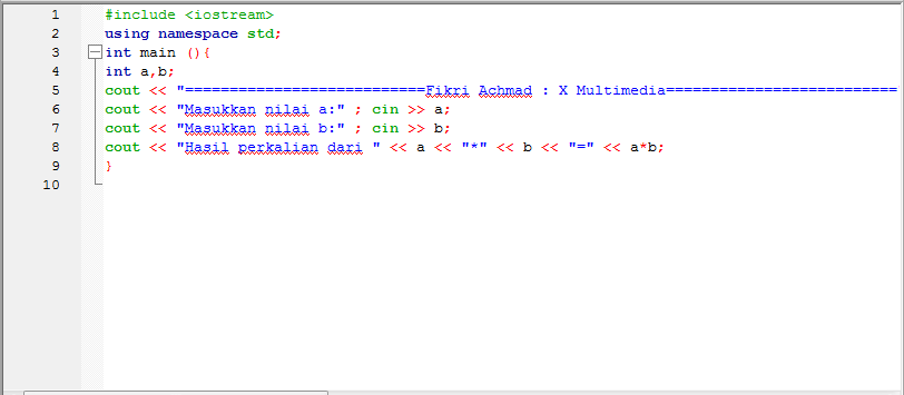 Fikri Achmad's Blog: Contoh Codingan Dengan Menggunakan Code::Blocks