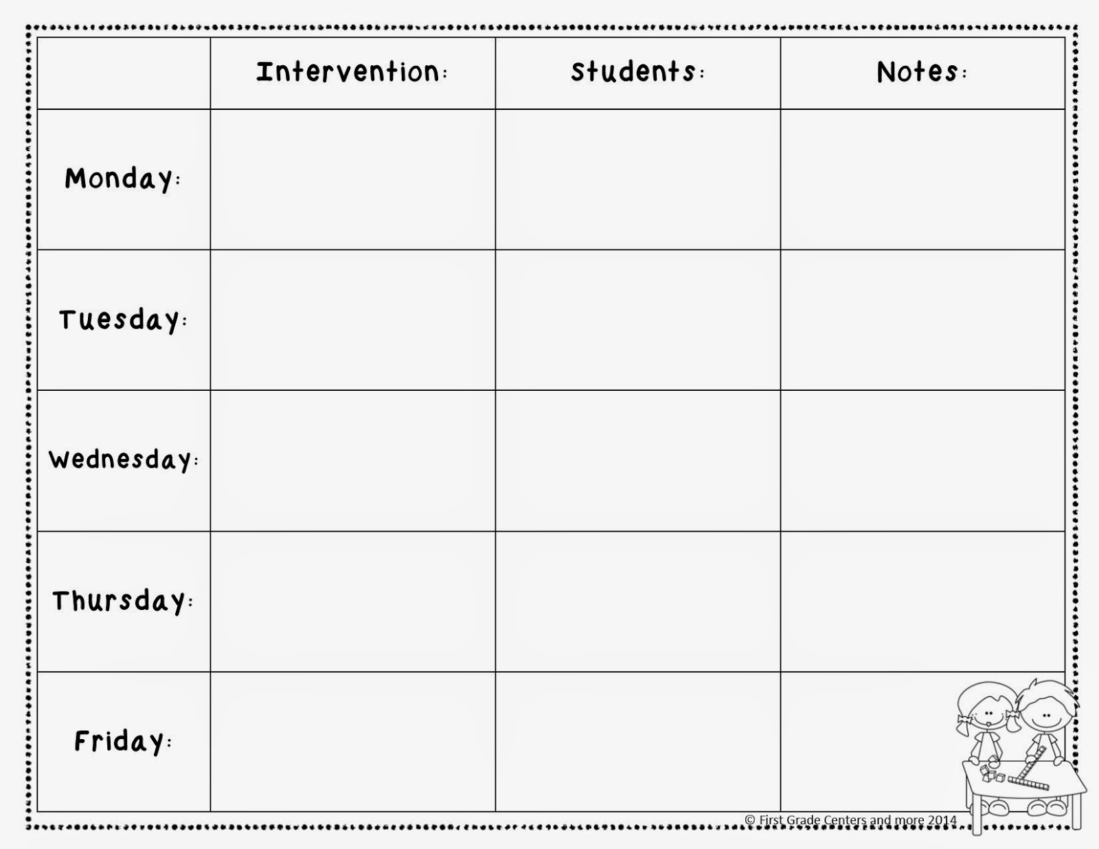 Math Stations Lesson Plan Template - First Grade Centers and More