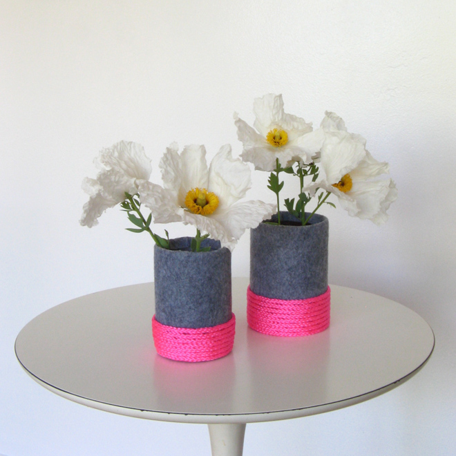 The Felted Fox: NEON & FELT VASE DIY