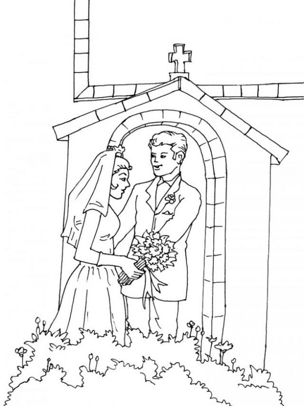 Dibujos para imprimir y colorear: Boda para colorear