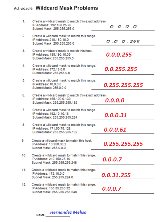 REDES WAN: Actividad 6- WildCard Masks