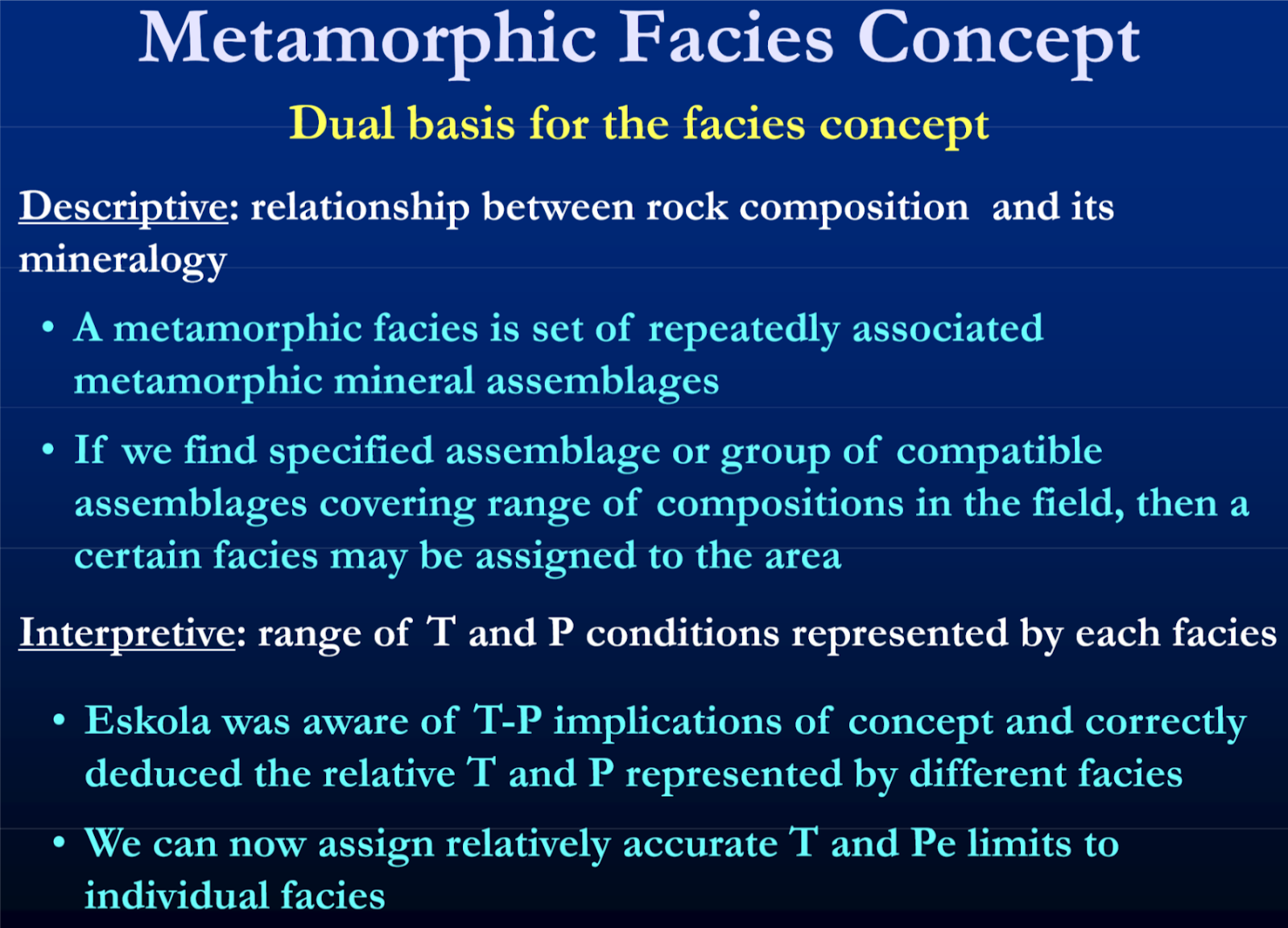 Drombovski: Metamorphic Facies