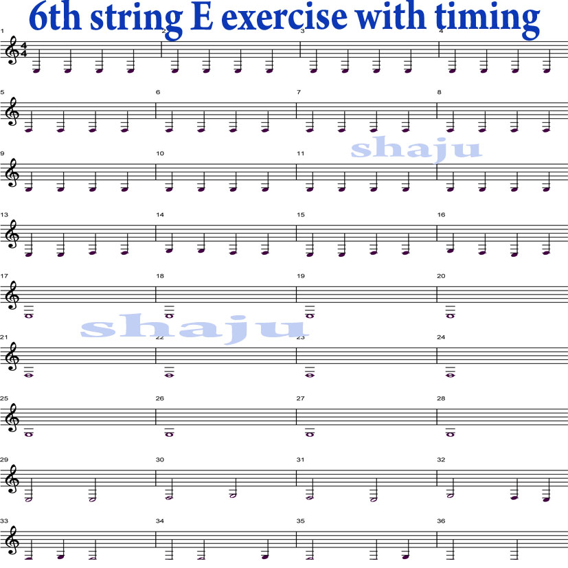 Shaju's Guitar Lessons: 6th string exercise