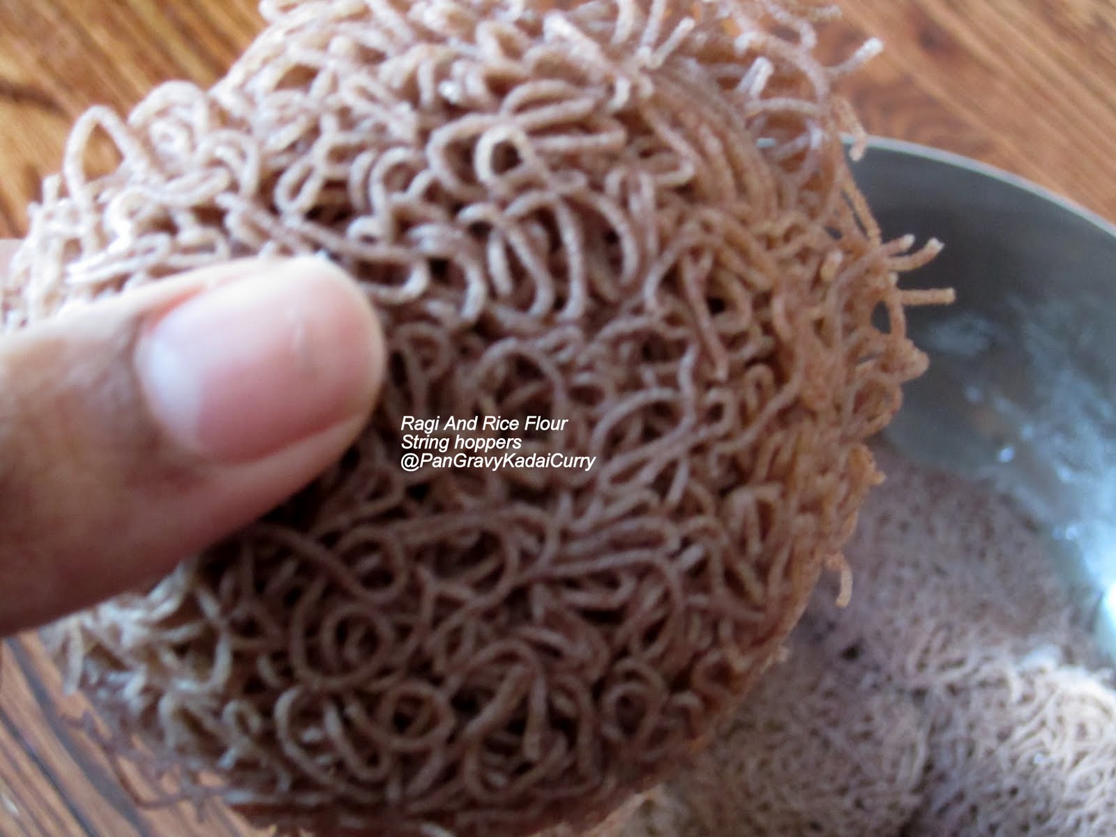 Pan Gravy Kadai Curry: Rice And Finger Millet Flour "String Hoppers"