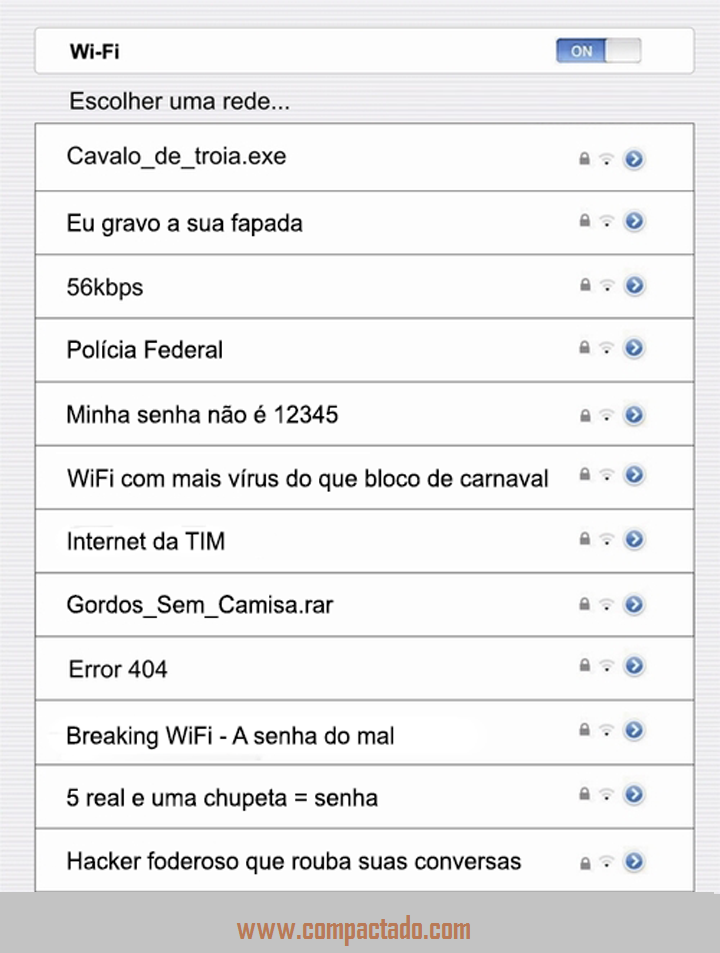 Nomes para ninguém roubar sua internet Wi-Fi - Compactado