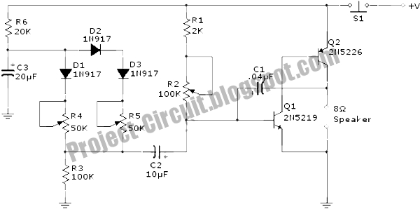 Free Project Circuit Diagram: Discrete Sliding Tone (Frequency Ramp ...