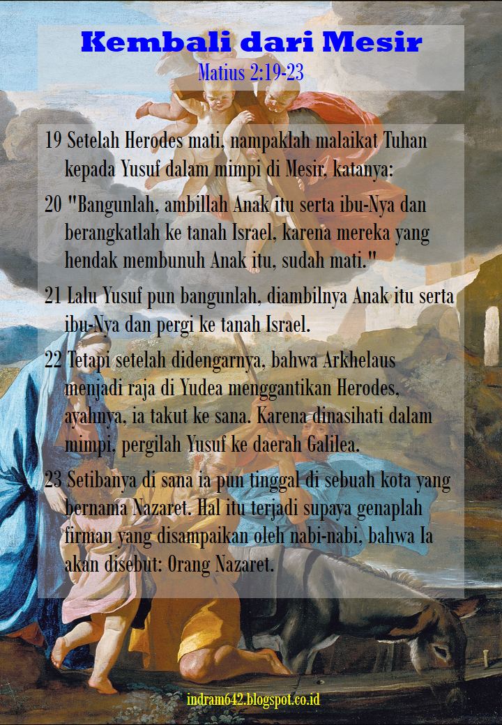 SENI MENULIS ISI HATI TUHAN : Kembali dari Mesir, Matius 2:19-23