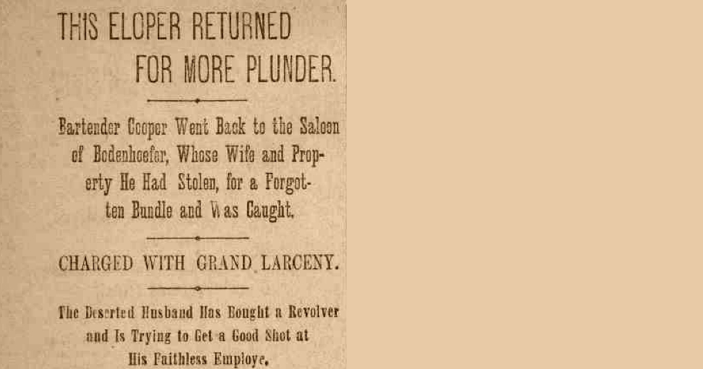 EverythingCroton: & NOW A LITTLE CROTON SCANDAL - 1891...THE ELOPER ...