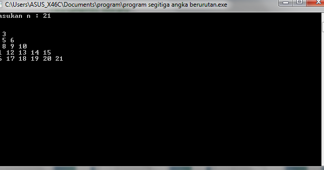Natak Blogs: Program menampilkan angka berurutan dengan bentuk segitiga ...