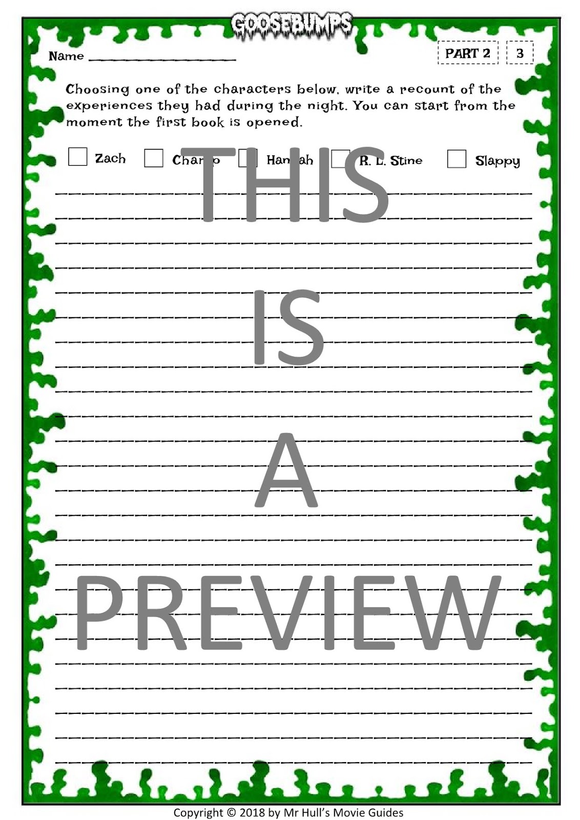 Goosebumps Movie Guide + Activities - Answer Key Included (Color + B&W ...