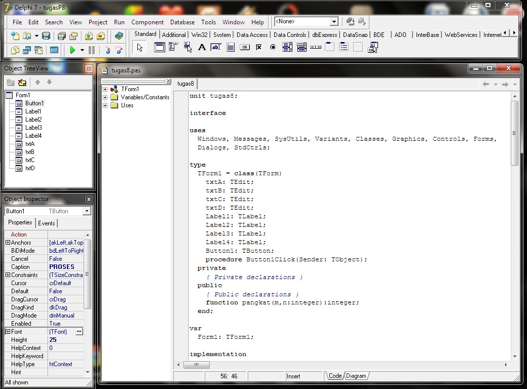 Tugas Deret Faktorial dan Deret Berpangkat | Delphi 7