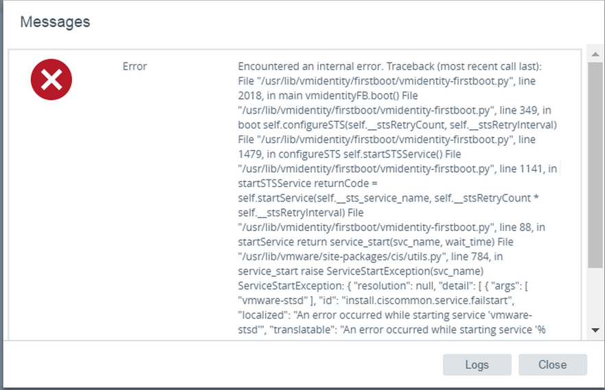 The Administrator Desk: VCSA 6.5 Failed to complete.