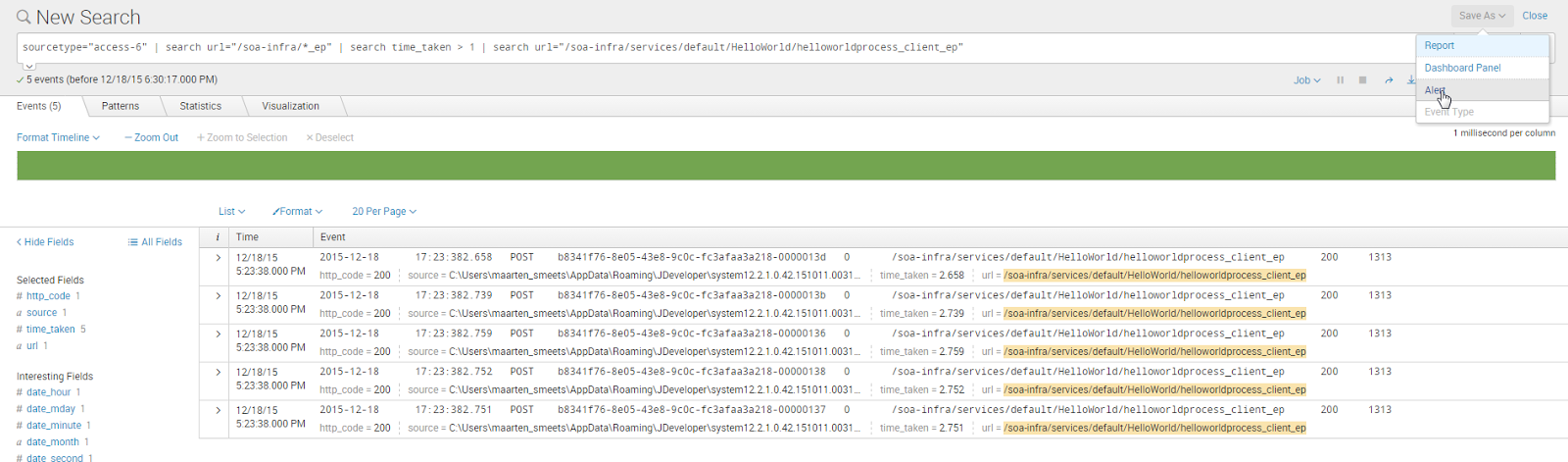 Oracle SOA / Java blog: A first look at Splunk. Monitor Oracle SOA Suite service response times