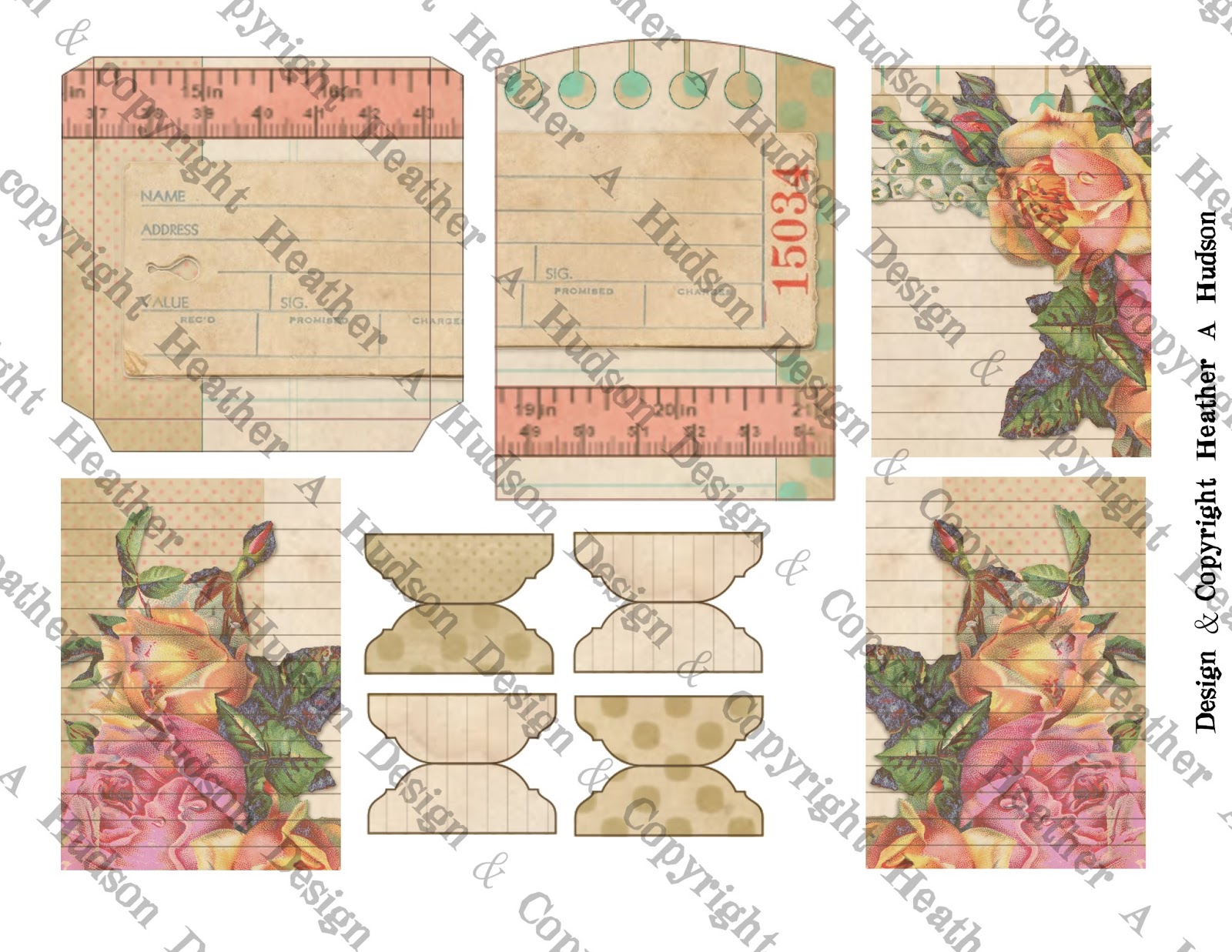 Heather A Hudson: Vintage Shabby Chic Calendar/ Journal Pages Digital Set