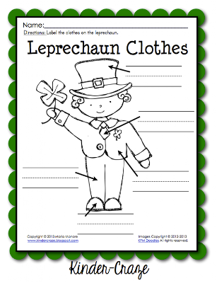 Classroom Freebies Too: Leprechaun Clothes Labeling Activity