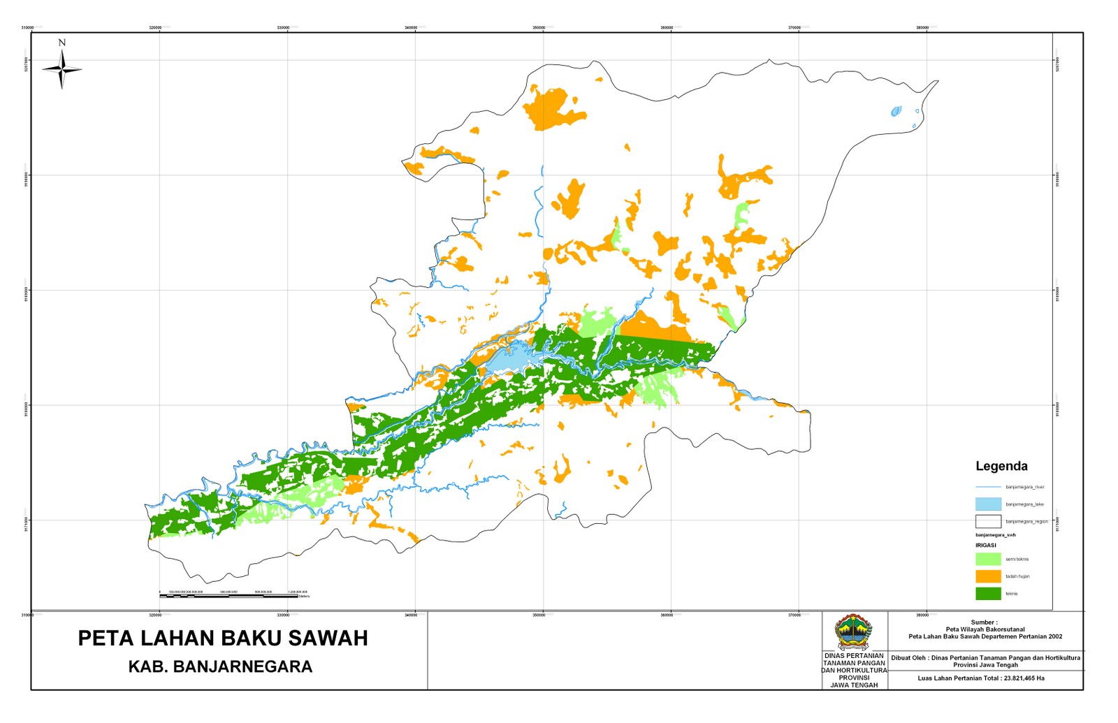 PETA-PETA PERTANIAN JATENG: Peta Sawah Kab banjarnegara (2002)