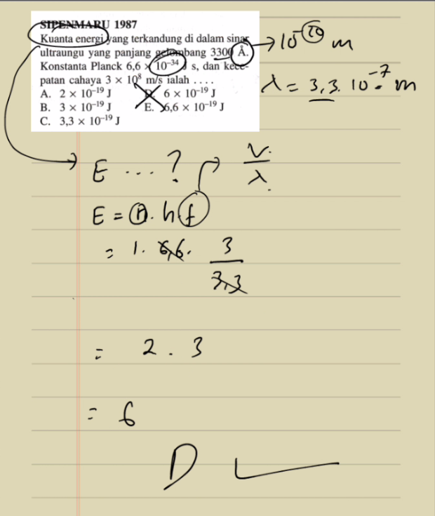 Dimensi TutupBotol: Latihan SNMPTN - Teori Kuantum - Soal 1