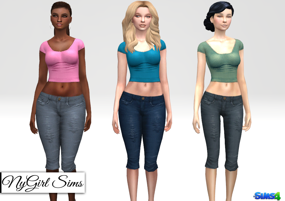 NyGirl Sims 4: Distressed Denim Capri