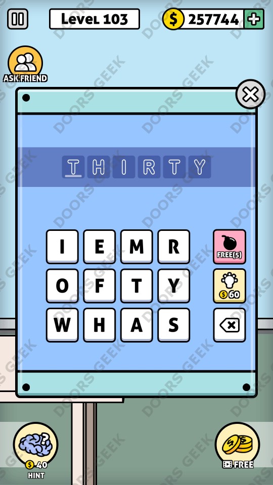 Escape Room: Mystery Word Level 103 Answer ~ Doors Geek