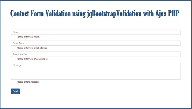 How To Use Jqbootstrapvalidation For Validate Form With Ajax Php Webslesson