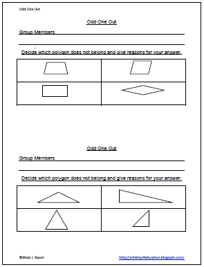 Classroom Freebies Too: Geometry Vocabulary Activity: Odd One Out with ...